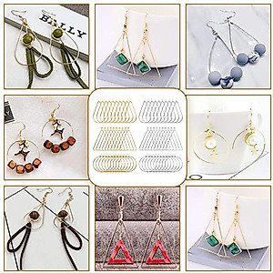 TopBine 60pcs Hoop Earrings Set - Round, Teardrop, Triangle - Gold K, White K - DIY Earring Making