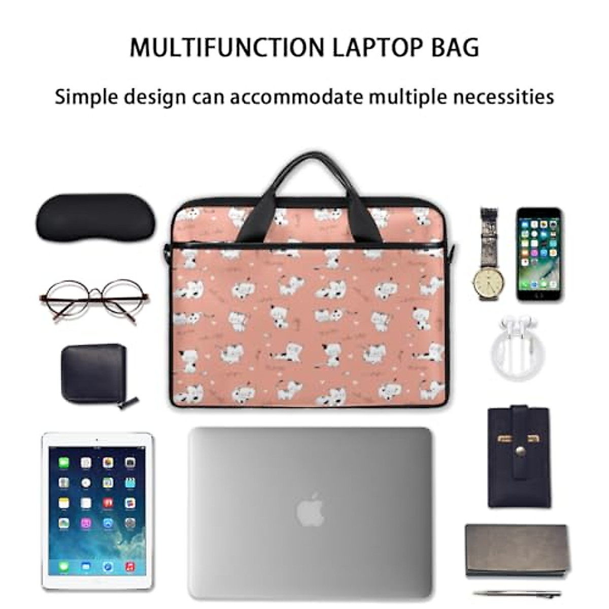 Leaves Cats Laptop Computer Bag Waterproof Shoulder Messenger Bag 13-15 inch Durable Laptop Tote Bag with Shoulder Strap Handle Lightweight Crossbody Briefcase