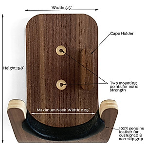Guitar Wall Mount: Modern Guitar Hanger for Wall Storage & Display. Heavy Duty Ply Wood Guitar Hook for Secure Wall Mounting. For Ukuleles, Acoustic, Bass & Classical Guitars.