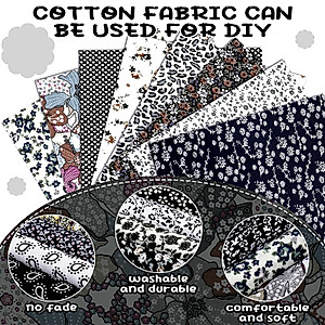 Ganeen 40 Pcs 20" x 20" Quilting Cotton Fabric Squares Patchwork Fabrics Cotton Printed Craft Fabric Patchwork Bundles Quilting Fabric Craft Fat Quarters for DIY Sewing Cloths Craft Patchwork(Black)