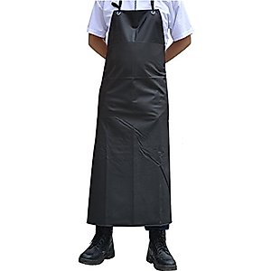 Surblue Waterproof Rubber Vinyl Apron, 47" Plus Size Aprons, Anti-Corrosion Rubber Heavy Duty Apron, Project Industrial Chemical Resistant Work Safe Clothes, Butcher, Dishwashing, Lab Work, Dog Grooming, Cleaning Fish, Black