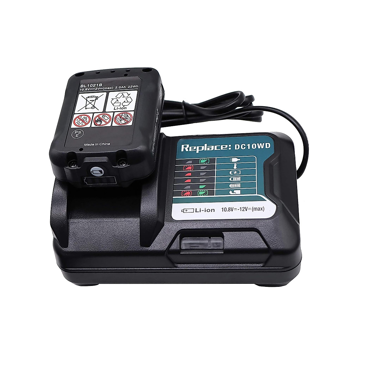 WeideBATT® 12V 2000mAh BL1021B Battery 2-Pack and DC10WD Charger for BL1016 BL1015 BL1020B BL1041B for Makita Tool DF031D DF0331D TD110D JR103D JR105D HSS01D MP100DZ HP332D DC10SB