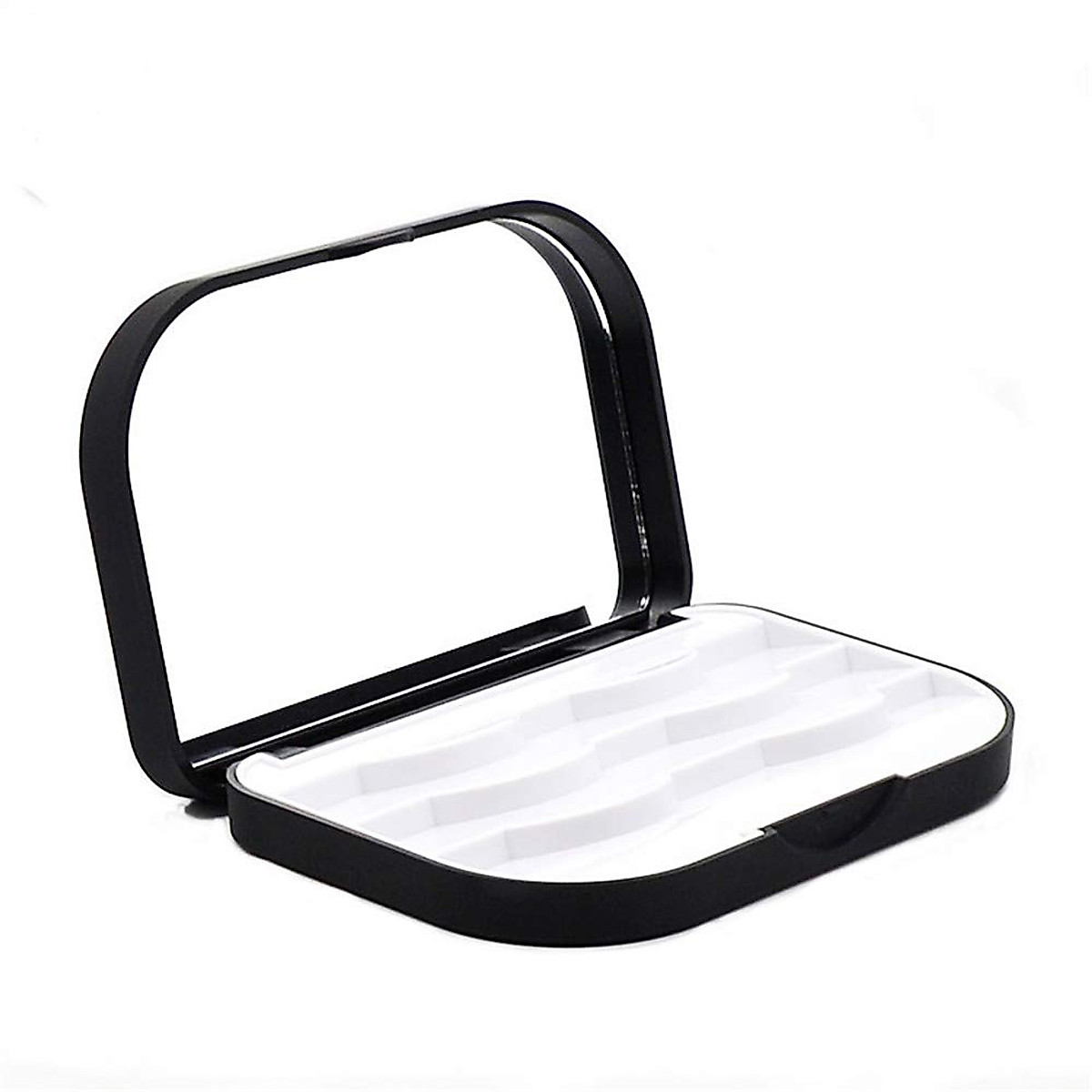 YiQiYi Cosmetic Case Empty Eyelashes Storage Case with Makeup Mirror Holder Box Fake Eyelash Packing Travel Storage Case Eyelashes Bag(Black)