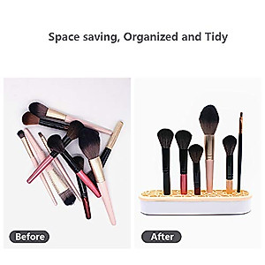 Desktop Storage Box Silicone Makeup Brush Holder Organizers,Cosmetic Storage Box, Brush Drying Rack, Bathroom Organizer, Painting Brush Holder, Art supplies, Craft or Sewing Tools (Nordic pink)