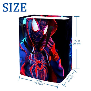 LICHWEST For Spiderman Foldable Clothes Organizer Laundry Basket Toy Organizer with Support Rods - Waterproof 60L Capacity Hamper for Clothes, Toys, and More, White