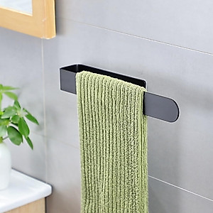 Taozun Adhesive Towel Holder - Hand Towel Rack for Bathroom, Stainless Steel Towel Rail Wall Mounted, 12-Inch Guest Towel Holder, Brushed Black