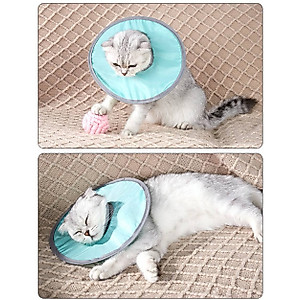 BECHANMIG Cat Recovery Collar Pet Cone Collar After Surgery Protective Cotton Cone, Adjustable Cat E Collar, Surgery Recovery Elizabethan Collars for Kitten and Cats, Green L