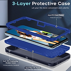 LeYi Compatible for Samsung Galaxy A23 5G Case: Samsung A23 Case [Not Fit A23 5G UW Verizon] with 2 PCS Tempered Glass Screen Protectors, 3 in 1 Full Body Shockproof Rubber Dustproof Rugged Case, Blue