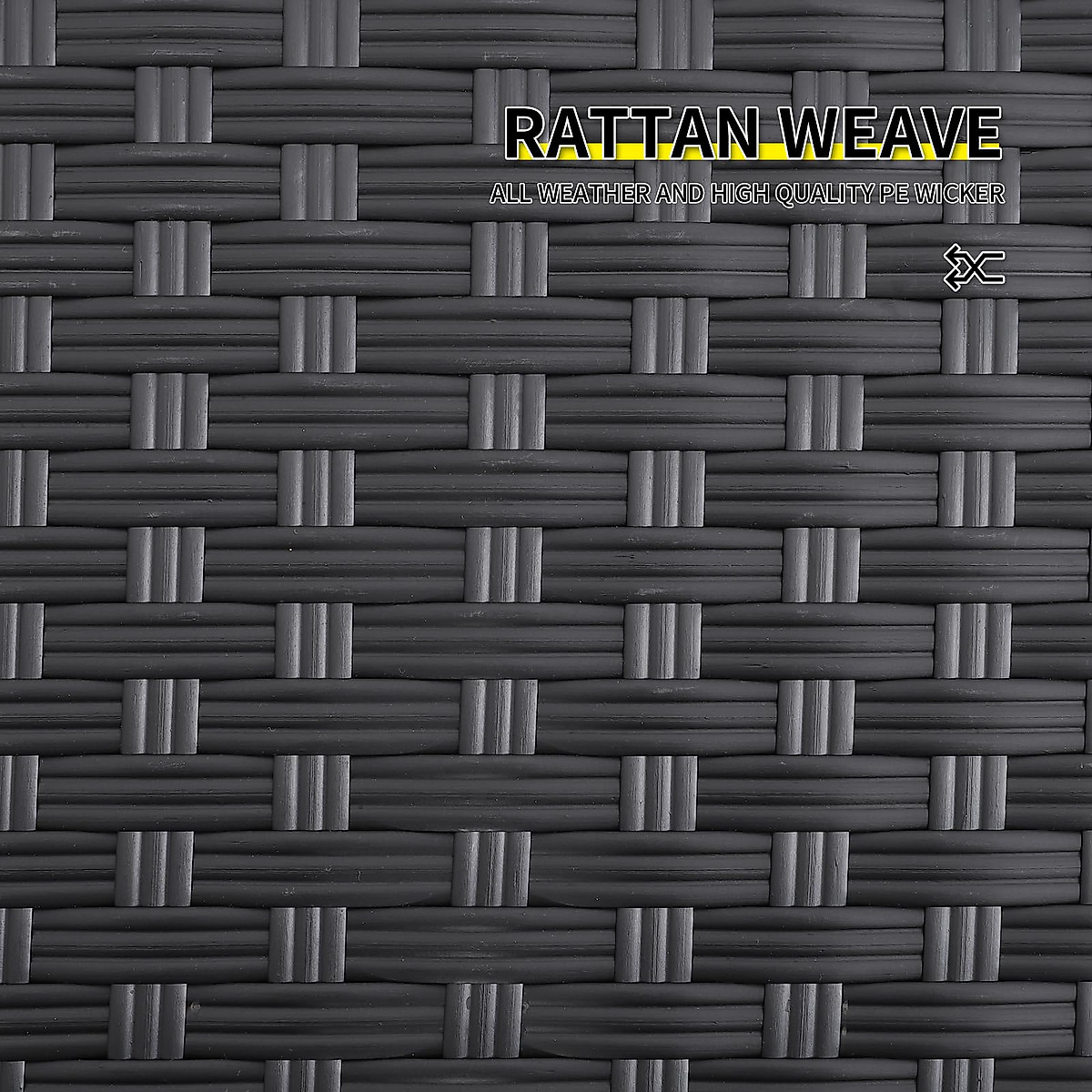 Lviden Outdoor Wicker Storage Side Table, Patio Black PE Rattan End Table with Storage, Square Container for Furniture Covers, Toys, and Gardening Tools