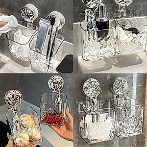 CRUIFU Acrylic Transparent Shower Storage, Light Luxury Style Glacier Pattern Suction Cup Shelf, Shower Caddy Easymount Bathroom Storage Shelf No Drilling Required