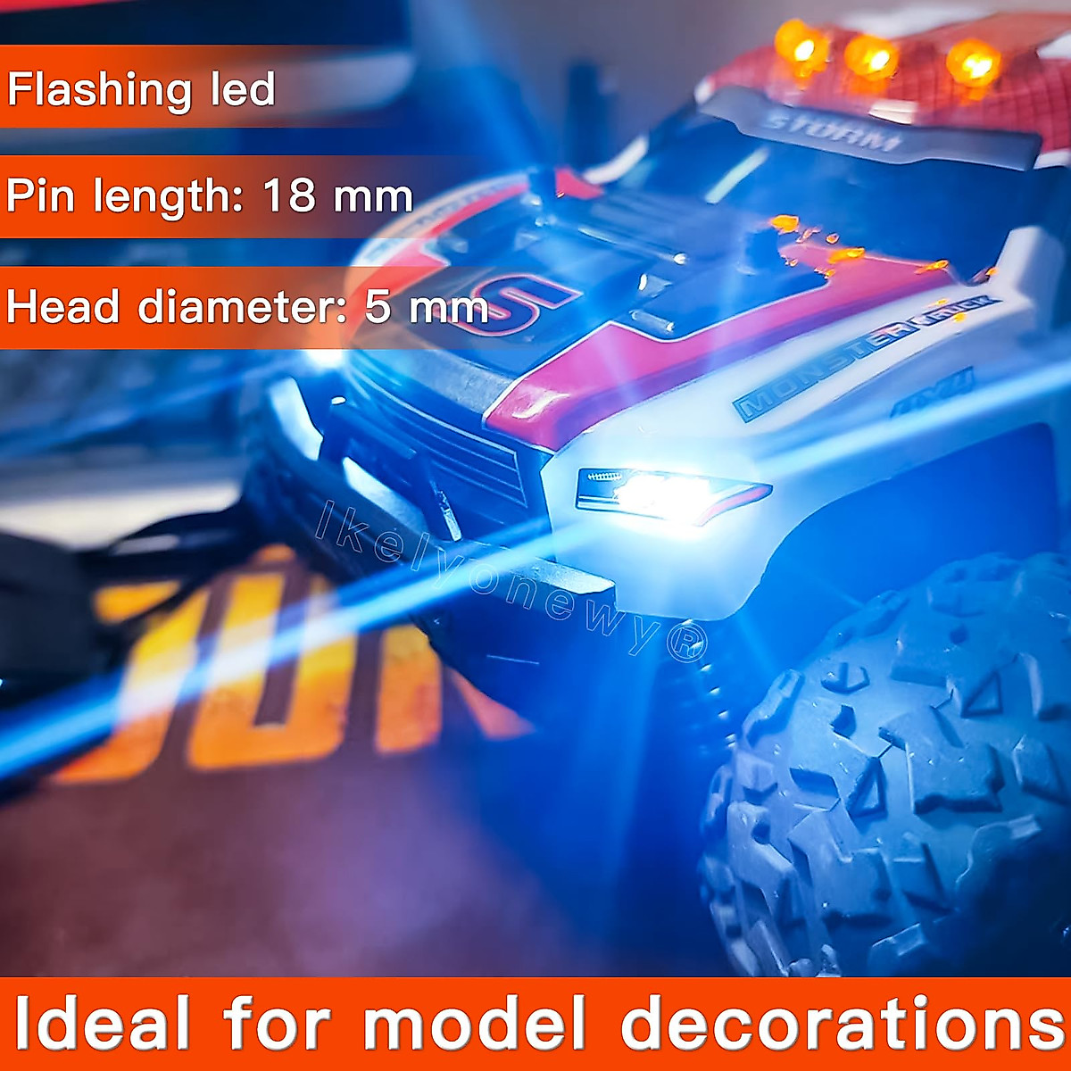 lkelyonewy 5mm Flickering led Lights for Models Mini LED Lamps Flicker Micro Lights Emitting Diode Assortment Kit Red, Yellow, Green, Blue, White(40 of Each Colour 200 Pieces in Total)