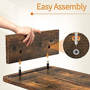 ELIVED Dual Monitor Stand Riser with Drawer-Adjustable Length and Angle, Monitor Stand Riser for 2 Monitors, Desktop Organizer Stand for Computer/Laptop/PC/Printer (Rust Brown)