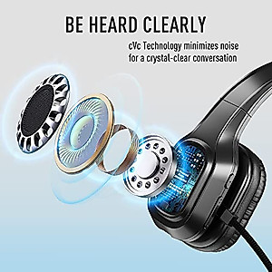 VELKPRO Wireless Headset with Microphone - Noise Canceling Headphones with Mic - On-Ear Earphones with USB Dongle for Office Work, Video Calling, Call Center - 32H Talk Time, Clear Audio Transmission