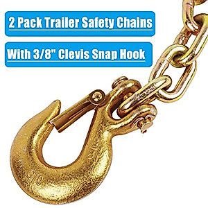 Tnyeobae 35" Trailer Safety Chain with 3/8" Clevis Snap Hook,Grade-70 Heavy Duty Binder Chain(Pack of 2)