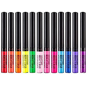 BestLand 12 Colors Matte Liquid Eyeliner Set UV Glow Rainbow Colorful Neon Eyeliner Pencil Pigmented Waterproof Smudgeproof Long Lasting Gel Eye Liner Eye Makeup Gift Kit for Women (Set C)