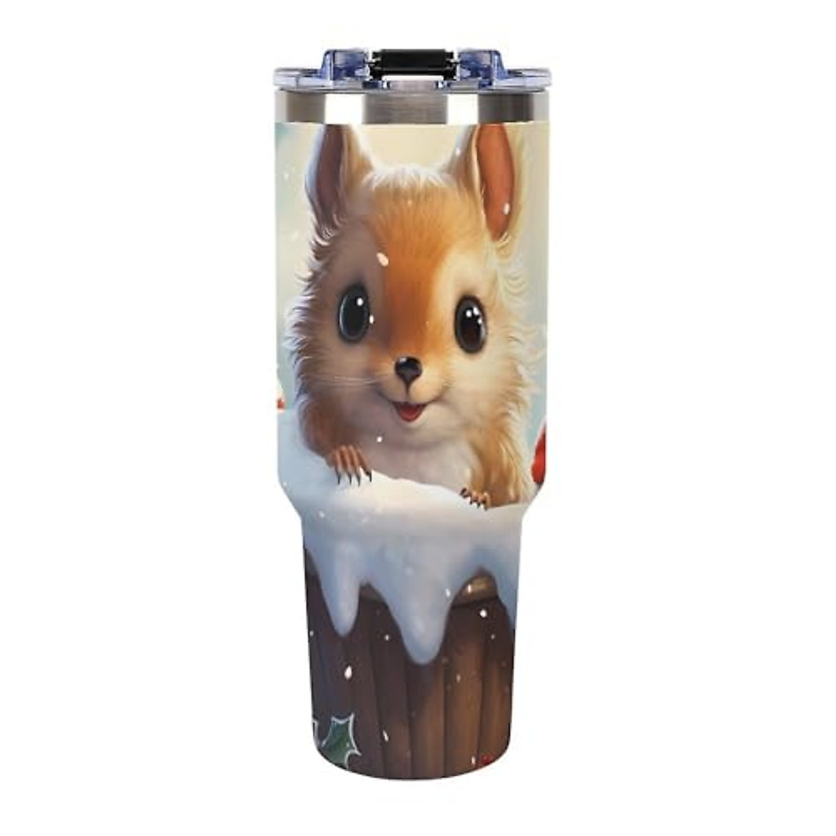 Squirrel 40 Oz Car Cup Stainless Steel Travel Mug Leak-Proof Insulated Tumbler with Handle Deep Blue-style