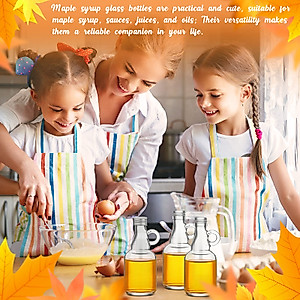 Meanplan Glass Syrup Bottles Bulk Maple Syrup Bottles with Aluminum Lids Syrup Container Maple Syrup Jar and Funnels for Potion Juice Milk Storage Gift Sauce Oil, 3.5 oz (28 Pcs)