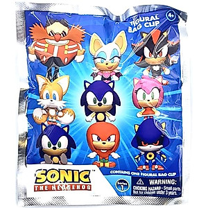 Monogram Sonic the Hedgehog - 3D Foam Figural Bag Clip in Blind Bag - Keychain - Sonic Tails, Knuckles, Amy and More..., Multicolor, 2.5"