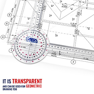 ASA TECHMED 6 Pcs 360° 12, 8 and 6 Inch Medical Spinal Goniometer Angle Protractor Angle Ruler