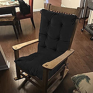 Big Hippo Rocking Chair Cushion,Soft Thicken Rocking Chair Cushion Set with Detachable Neck Pillow Back Support,Comfy Chair Cushion Pad with Ties for Outdoor Indoor Home Office,Black