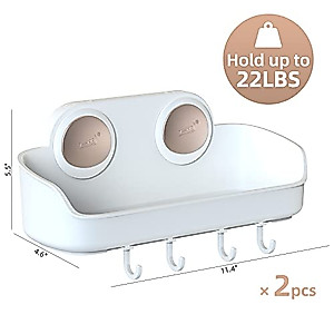 TAILINK 2 Packs Shower Caddy Suction Cup, One Push Assembly Shower Organizer No Drilling Shower Basket Powerful Shower Shelf Bathroom Storage Shampoo Holder Shower Caddy Basket Kitchen Shelf