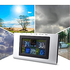 QHYXT Weather Stations Wireless Indoor Outdoor Thermometer Hygrometer, with Color Screen, Alarm Clock,Humidity Weather Forecaster with Remote Senso