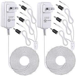 Sumind 2 Pack AC DC Power Adapter Compatible with Department 56 Village Accessories, 3V Power Cord, 3 Black Selectable Plugs for Christmas Halloween Village House Lantern Street Lamp Accessories