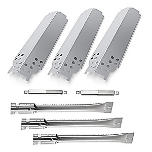 BQMAX Stainless Steel Repair Kit for Charbroil Classic 280 2-Burner, 360 3-Burner Liquid Propane, G320-0200-W1, G215-0203-W, Gas Grill Burner, Heat Plates Shield Tent and Crossover Tube (3-Pack)