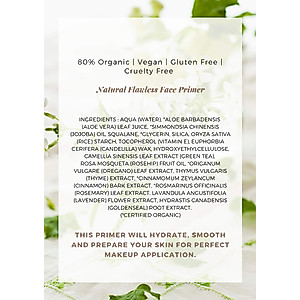 Mom's Secret Natural Flawless Face Makeup Primer, Organic, Vegan, Gluten Free, Non GMO, For All Skin Types, Paraben Free, Cruelty Free, Made in the USA, 1oz