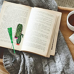 10 Pcs Bookmarks with Tassels Acrylic Bookmarks Resin Plant Bookmark with 10 Pieces Green Tassels Plant Reading Transparent Bookmark for Women Teacher Kids Book Lovers