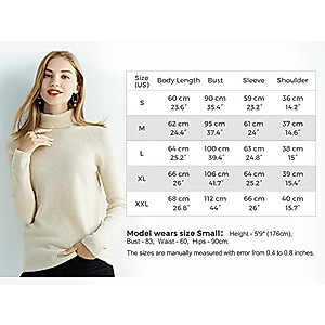 LINY XIN Turtleneck Sweater Women Fall Winter Sweater Long Sleeve Warm 100% Merino Wool Knit Pullover Sweater Tops (Tan,M)