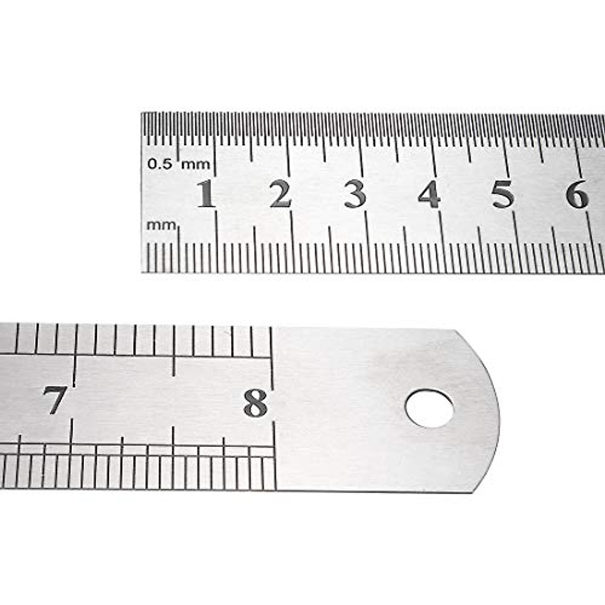 uxcell Straight Ruler 150mm 6 Inch 200mm 8 Inch 300mm 12 Inch Metric Stainless Steel Measuring Ruler Tool with Hanging Hole Inch & Centimeters Precision Drawing Ruler 1 Set