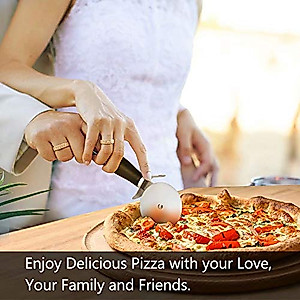 SCHVUBENR Premium Pizza Cutter - Stainless Steel Pizza Cutter Wheel - Easy to Cut and Clean - Super Sharp Pizza Slicer - Dishwasher Safe - Handles Large and Small Pizza - Corte De Pizza(Black)