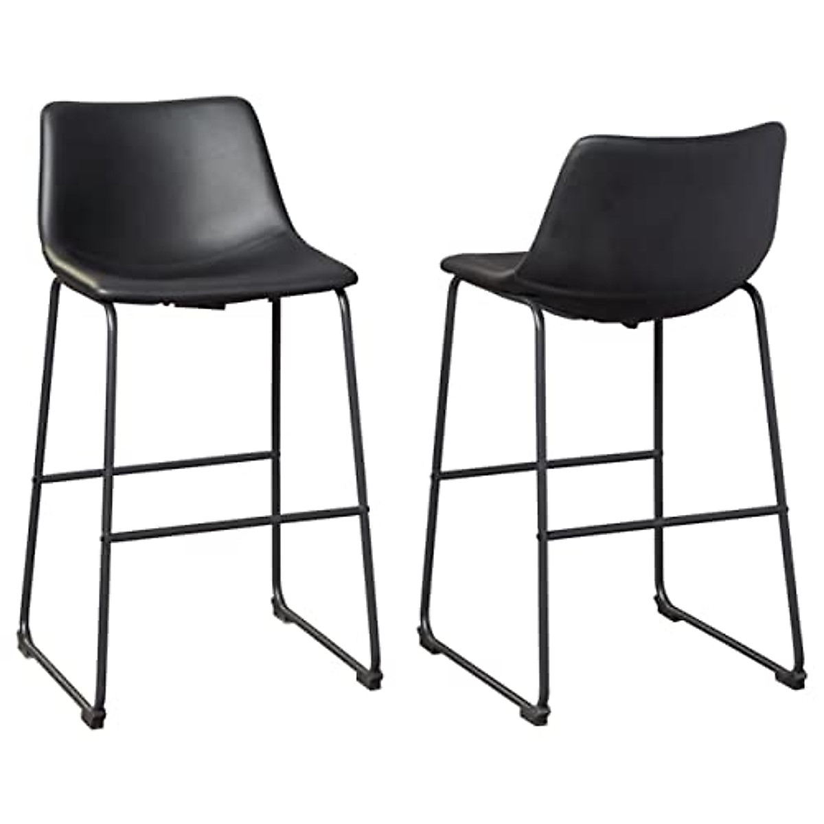Signature Design by Ashley Centiar Urban Industrial 28.75" Pub Height Bucket Seat Barstool, 2 Count, Black