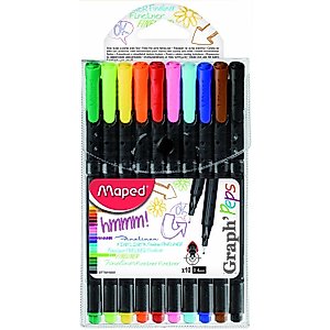 Maped Graph'Peps Classic 0.4mm Fine Felt Tipped Pens, Pack of 10 (749150)