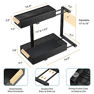 Under Sink Organizers and Storage,2 PACK 5 Height Adjustable Kitchen Cabinet Organizer,2 Tiers Pull Out Drawer Shelves Metal Slide Tray Organizer for Kitchen Bathroom