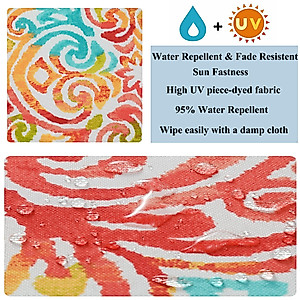 FUNHOME Outdoor Bench Cushion Water-Resistant, 45 x 18 Inch Bench Cushions for Outdoor Furniture, Settee Cushions with Handle and Straps, Patio Couch Cushion 1 Pack, Melora Paisley, Corinthian Dapple