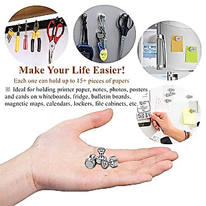 Refrigerator Magnet Push Pin - Rakizbe Brushed Nickel Steel Fridge magents, Magnetic Pushpins, Magnet Thumb Tacks, Magnets for Whiteboard, Kitchen, Office, Bulletin Board, Lockers (Sliver)