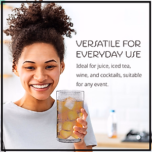 Artland 17oz Highball Tumbler, Set of 4 | Iris Seeded Design, Clear | Drinking Glass for Parties and Everyday Use - Mojito, Whiskey, Cocktail | Glassware & Kitchenware Essentials