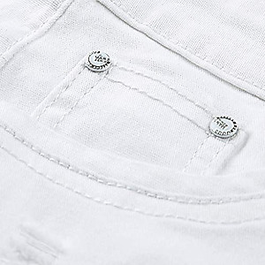 New Low Waisted Mini Shorts ,THENLIAN Women Washed Ripped Hole Short Jeans Denim Pants Shorts(XXL, White)