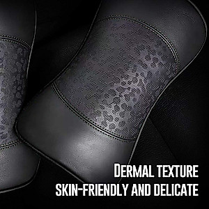 HAOTULE Car Leather Neck Pillows, Neck Rest Cushions,100% Memory Foam Cervical Support, Comfortable Travel car Seats and Home Office Soft Pillows, Black a Set (2 pcs)