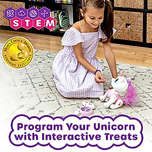 Power Your Fun Robo Pets Unicorn Toy for Girls and Boys - Remote Control Robot Toy with Interactive Hand Motion Gestures, STEM Toy Program Treats, Walking and Dancing Robot Unicorn Kids Toy (Pink)
