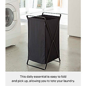 Yamazaki Home Basket-Foldable Storage Organizer | Steel | Laundry Hamper, One Size, Black