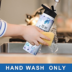 Mom Birthday Gifts from Daughter - 24oz Insulated Stainless Steel Water Bottle - Mother's Day, Christmas, Retirement - BPA-Free With Straws and Brush - Hand Wash Only