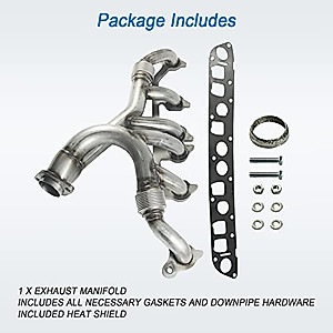 JDMSPEED New Stainless Steel Exhaust Manifold & Gasket Kit Replacement for Grand Cherokee Wrangler 4.0L Replacement for Jeeps Select 1991-1999 (4.0L Engine Only) Replaces 33007072, 4883385