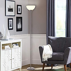 Catalina 20641-000 Traditional 3-Way Metal Torchiere Floor Lamp with White Plastic Shade, Silver Classic