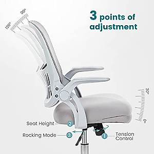 Ergonomic Office Chair, Home Office Desk Chairs with Wheels, Computer Chair with Flip-up Arms, Mid-Back Task Rolling Chair with Lumbar Support, Comfy Mesh Swivel Executive Chair