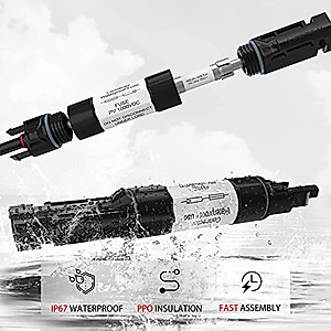 OYMSAE 30A Solar Fuse Holder Inline Male and Female Connector 30 Amp PV Fuse for Solar Pannel Waterproof w/Fuse, Black