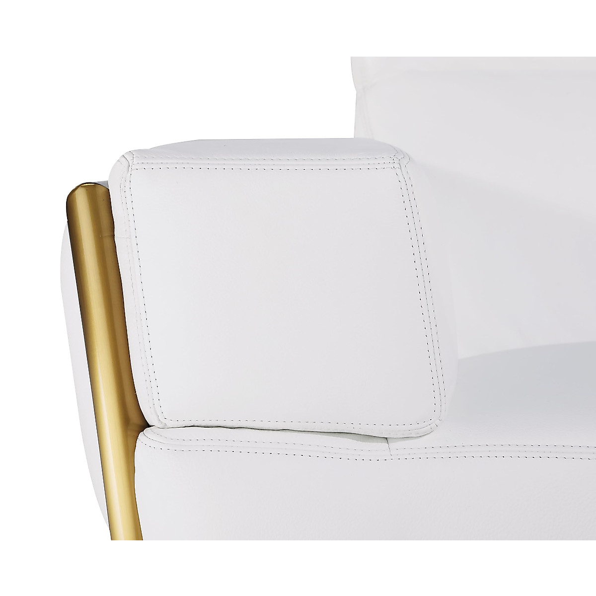 Blackjack Furniture Milo 89" Top-Grain Italian Leather Sofa, Contemporary Design Living Room Couch with Brazilian Wood Frame, Stainless Steel Legs & High-Density Foam Cushioning, White