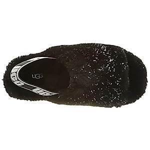 UGG Women's Fluff Yeah Metallic Sparkle Slipper, Black, 8